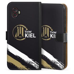 DeinDesign Galaxy XCover 6 Pro Handy Klapph&uuml;lle Handyh&uuml;lle aus Kunst Leder schwarz Flip Case Logo Handball Thw Kiel Sideflip mit langer Lasche