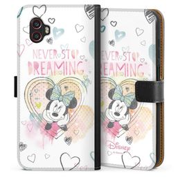 DeinDesign Galaxy XCover 6 Pro Handy Klapph&uuml;lle Handyh&uuml;lle aus Kunst Leder schwarz Flip Case Official Licensed Product Disney Minnie Mouse Sideflip mit langer 