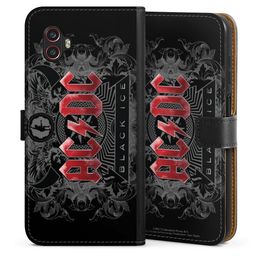 DeinDesign Galaxy XCover 6 Pro Handy Klapph&uuml;lle Handyh&uuml;lle aus Kunst Leder schwarz Flip Case Merchandise Black Ice Acdc Sideflip mit langer Lasche