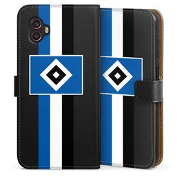 DeinDesign Galaxy XCover 6 Pro Handy Klapph&uuml;lle Handyh&uuml;lle aus Kunst Leder schwarz Flip Case Hsv Transparent Hamburger Sv Sideflip mit langer Lasche