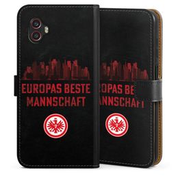 DeinDesign Galaxy XCover 6 Pro Handy Klapph&uuml;lle Handyh&uuml;lle aus Kunst Leder schwarz Flip Case European Cup Eintracht Frankfurt Merchandise Sideflip mit langer 
