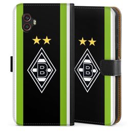 DeinDesign Galaxy XCover 6 Pro Handy Klapph&uuml;lle Handyh&uuml;lle aus Kunst Leder schwarz Flip Case Logo Borussia M&ouml;nchengladbach Gladbach Sideflip mit langer Lasche