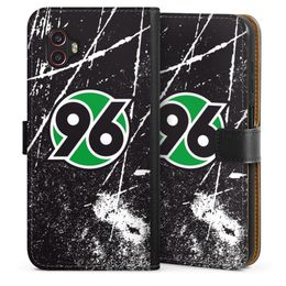 DeinDesign Galaxy XCover 6 Pro Handy Klapph&uuml;lle Handyh&uuml;lle aus Kunst Leder schwarz Flip Case Coat Of Arms Hannover 96 H96 Sideflip mit langer Lasche
