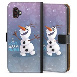 DeinDesign Galaxy XCover 6 Pro Handy Klapph&uuml;lle Handyh&uuml;lle aus Kunst Leder schwarz Flip Case Official Licensed Product Frozen Olaf Frozen Sideflip mit langer 