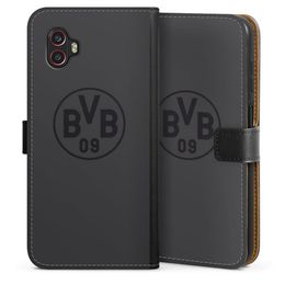 DeinDesign Galaxy XCover 6 Pro Handy Klapph&uuml;lle Handyh&uuml;lle aus Kunst Leder schwarz Flip Case Borussia Dortmund Logo Bvb Sideflip mit langer Lasche