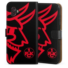 DeinDesign Galaxy XCover 6 Pro Handy Klapph&uuml;lle Handyh&uuml;lle aus Kunst Leder schwarz Flip Case 1. Fc Kaiserslautern Official Licensed Product Logo Sideflip mit 