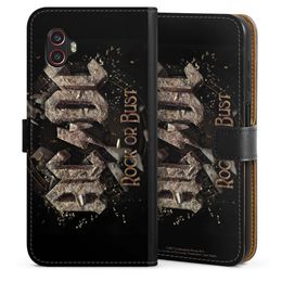 DeinDesign Galaxy XCover 6 Pro Handy Klapph&uuml;lle Handyh&uuml;lle aus Kunst Leder schwarz Flip Case Rock Or Bust Official Licensed Product Acdc Sideflip mit langer 