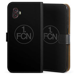 DeinDesign Galaxy XCover 6 Pro Handy Klapph&uuml;lle Handyh&uuml;lle aus Kunst Leder schwarz Flip Case 1. Fc N&uuml;rnberg Logo 1. Fcn Sideflip mit langer Lasche