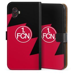 DeinDesign Galaxy XCover 6 Pro Handy Klapph&uuml;lle Handyh&uuml;lle aus Kunst Leder schwarz Flip Case Merchandise 1. Fcn 1. Fc N&uuml;rnberg Sideflip mit langer Lasche