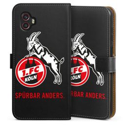 DeinDesign Galaxy XCover 6 Pro Handy Klapph&uuml;lle Handyh&uuml;lle aus Kunst Leder schwarz Flip Case Official Licensed Product Transparent 1. Fc K&ouml;ln Sideflip mit langer