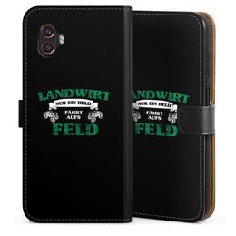 DeinDesign Galaxy XCover 6 Pro Handy Klapph&uuml;lle Handyh&uuml;lle aus Kunst Leder schwarz Flip Case Farmer Wisdom Tractor Sideflip mit langer Lasche