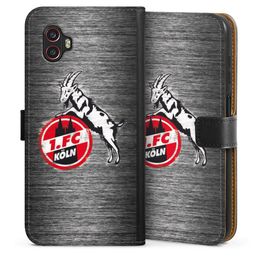 DeinDesign Galaxy XCover 6 Pro Handy Klapph&uuml;lle Handyh&uuml;lle aus Kunst Leder schwarz Flip Case Official Licensed Product 1. Fc K&ouml;ln Metallic Look Sideflip mit 