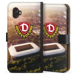 DeinDesign Galaxy XCover 6 Pro Handy Klapph&uuml;lle Handyh&uuml;lle aus Kunst Leder schwarz Flip Case Stadium Sg Dynamo Dresden Sgd Sideflip mit langer Lasche