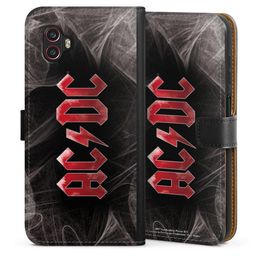DeinDesign Galaxy XCover 6 Pro Handy Klapph&uuml;lle Handyh&uuml;lle aus Kunst Leder schwarz Flip Case Logo Acdc Merchandise Sideflip mit langer Lasche