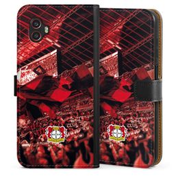 DeinDesign Galaxy XCover 6 Pro Handy Klapph&uuml;lle Handyh&uuml;lle aus Kunst Leder schwarz Flip Case Official Licensed Product Bayer 04 Leverkusen Merchandise Sideflip 