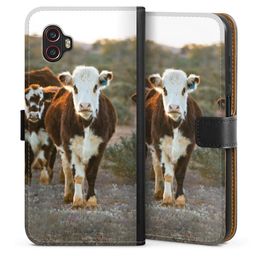 DeinDesign Galaxy XCover 6 Pro Handy Klapph&uuml;lle Handyh&uuml;lle aus Kunst Leder schwarz Flip Case Farmer Calf Cow Sideflip mit langer Lasche