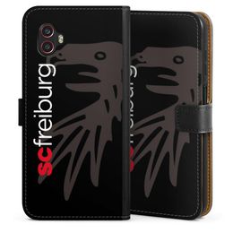 DeinDesign Galaxy XCover 6 Pro Handy Klapph&uuml;lle Handyh&uuml;lle aus Kunst Leder schwarz Flip Case Sc Freiburg Logo Official Licensed Product Sideflip mit langer 