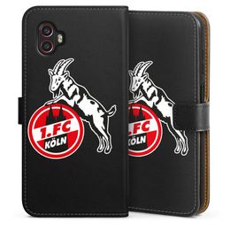 DeinDesign Galaxy XCover 6 Pro Handy Klapph&uuml;lle Handyh&uuml;lle aus Kunst Leder schwarz Flip Case Transparent 1. Fc K&ouml;ln Logo Sideflip mit langer Lasche