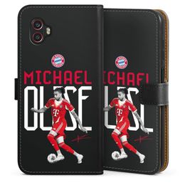 DeinDesign Galaxy XCover 6 Pro Handy Klapph&uuml;lle Handyh&uuml;lle aus Kunst Leder schwarz Flip Case Fc Bayern M&uuml;nchen Michael Olise Official Licensed Product Sideflip 