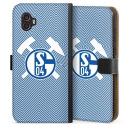 DeinDesign Galaxy XCover 6 Pro Handy Klapph&uuml;lle Handyh&uuml;lle aus Kunst Leder schwarz Flip Case Stripes Fc Schalke 04 Bundesliga Sideflip mit langer Lasche