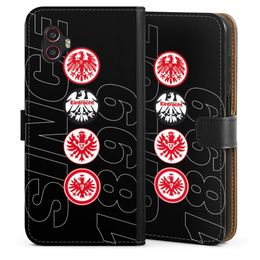 DeinDesign Galaxy XCover 6 Pro Handy Klapph&uuml;lle Handyh&uuml;lle aus Kunst Leder schwarz Flip Case Logo Eagle Eintracht Frankfurt Sideflip mit langer Lasche