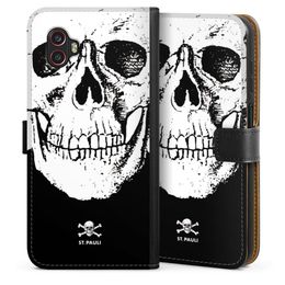 DeinDesign Galaxy XCover 6 Pro Handy Klapph&uuml;lle Handyh&uuml;lle aus Kunst Leder schwarz Flip Case Totenkopf Fc St. Pauli Official Licensed Product Sideflip mit langer