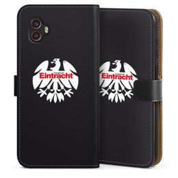 DeinDesign Galaxy XCover 6 Pro Handy Klapph&uuml;lle Handyh&uuml;lle aus Kunst Leder schwarz Flip Case Eagle Logo Retro Sideflip mit langer Lasche