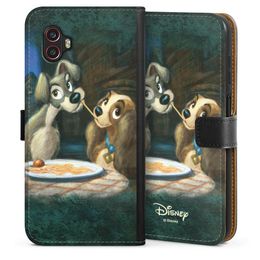 DeinDesign Galaxy XCover 6 Pro Handy Klapph&uuml;lle Handyh&uuml;lle aus Kunst Leder schwarz Flip Case Official Licensed Product Disney Lady And The Tramp Sideflip mit 