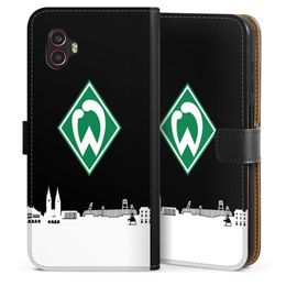 DeinDesign Galaxy XCover 6 Pro Handy Klapph&uuml;lle Handyh&uuml;lle aus Kunst Leder schwarz Flip Case Sv Werder Bremen Skyline Official Licensed Product Sideflip mit 