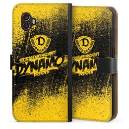 DeinDesign Galaxy XCover 6 Pro Handy Klapph&uuml;lle Handyh&uuml;lle aus Kunst Leder schwarz Flip Case Logo Sg Dynamo Dresden Official Licensed Product Sideflip mit langer