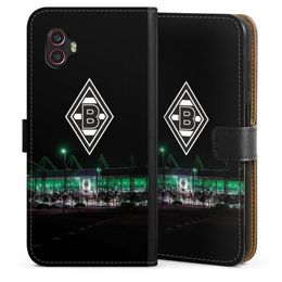 DeinDesign Galaxy XCover 6 Pro Handy Klapph&uuml;lle Handyh&uuml;lle aus Kunst Leder schwarz Flip Case Official Licensed Product Stadium Borussia M&ouml;nchengladbach Sideflip 