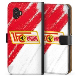 DeinDesign Galaxy XCover 6 Pro Handy Klapph&uuml;lle Handyh&uuml;lle aus Kunst Leder schwarz Flip Case Official Licensed Product Logo 1. Fc Union Berlin Sideflip mit 