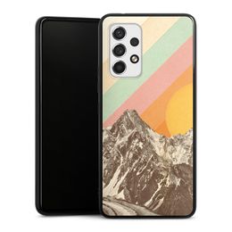 DeinDesign Galaxy A53 5G Handy Silikon H&uuml;lle Case schwarz Handyh&uuml;lle Retro Mountain Sunshine