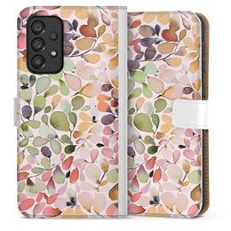 DeinDesign Galaxy A33 5G Handy Klapph&uuml;lle Handyh&uuml;lle aus Kunst Leder wei&szlig; Flip Case Muster Eukalyptus Pattern Sideflip mit Lasche