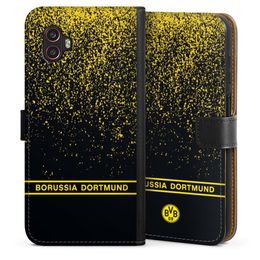 DeinDesign Galaxy XCover 6 Pro Handy Klapph&uuml;lle Handyh&uuml;lle aus Kunst Leder schwarz Flip Case Bvb Ombre Borussia Dortmund Sideflip mit langer Lasche