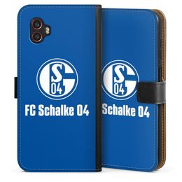 DeinDesign Galaxy XCover 6 Pro Handy Klapph&uuml;lle Handyh&uuml;lle aus Kunst Leder schwarz Flip Case Fc Schalke 04 Logo Official Licensed Product Sideflip mit langer 