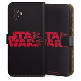 DeinDesign Galaxy XCover 6 Pro Handy Klapph&uuml;lle Handyh&uuml;lle aus Kunst Leder schwarz Flip Case Logo Star Wars Merchandise Sideflip mit langer Lasche