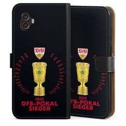 DeinDesign Galaxy XCover 6 Pro Handy Klapph&uuml;lle Handyh&uuml;lle aus Kunst Leder schwarz Flip Case Official Licensed Product Vfb Stuttgart Trophy Sideflip mit langer 
