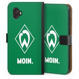 DeinDesign Galaxy XCover 6 Pro Handy Klapph&uuml;lle Handyh&uuml;lle aus Kunst Leder schwarz Flip Case Official Licensed Product Moin Sv Werder Bremen Sideflip mit langer 