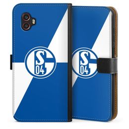 DeinDesign Galaxy XCover 6 Pro Handy Klapph&uuml;lle Handyh&uuml;lle aus Kunst Leder schwarz Flip Case Official Licensed Product Fc Schalke 04 Bundesliga Sideflip mit 