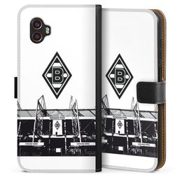 DeinDesign Galaxy XCover 6 Pro Handy Klapph&uuml;lle Handyh&uuml;lle aus Kunst Leder schwarz Flip Case Die Fohlen Stadium Borussia M&ouml;nchengladbach Sideflip mit langer 