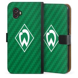 DeinDesign Galaxy XCover 6 Pro Handy Klapph&uuml;lle Handyh&uuml;lle aus Kunst Leder schwarz Flip Case Carbon Sv Werder Bremen Official Licensed Product Sideflip mit 