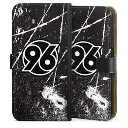 DeinDesign Galaxy XCover 6 Pro Handy Klapph&uuml;lle Handyh&uuml;lle aus Kunst Leder schwarz Flip Case H96 Hannover 96 Official Licensed Product Sideflip mit langer Lasche