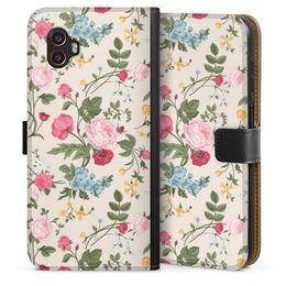 DeinDesign Galaxy XCover 6 Pro Handy Klapph&uuml;lle Handyh&uuml;lle aus Kunst Leder schwarz Flip Case Vintage Ornament Flowers Sideflip mit langer Lasche