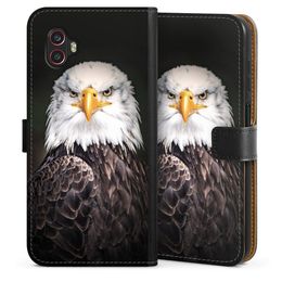 DeinDesign Galaxy XCover 6 Pro Handy Klapph&uuml;lle Handyh&uuml;lle aus Kunst Leder schwarz Flip Case Bird Animals Eagle Sideflip mit langer Lasche