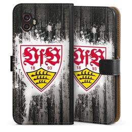 DeinDesign Galaxy XCover 6 Pro Handy Klapph&uuml;lle Handyh&uuml;lle aus Kunst Leder schwarz Flip Case Official Licensed Product Bundesliga Vfb Stuttgart Sideflip mit 
