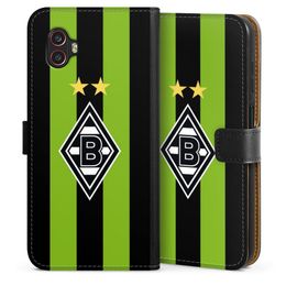 DeinDesign Galaxy XCover 6 Pro Handy Klapph&uuml;lle Handyh&uuml;lle aus Kunst Leder schwarz Flip Case Stripes Borussia M&ouml;nchengladbach Gladbach Sideflip mit langer Lasche