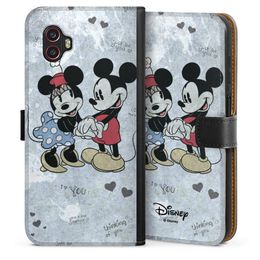 DeinDesign Galaxy XCover 6 Pro Handy Klapph&uuml;lle Handyh&uuml;lle aus Kunst Leder schwarz Flip Case Vintage Disney Sideflip mit langer Lasche