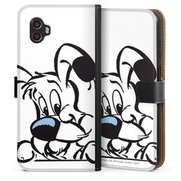 DeinDesign Galaxy XCover 6 Pro Handy Klapph&uuml;lle Handyh&uuml;lle aus Kunst Leder schwarz Flip Case Comic Idefix Official Licensed Product Sideflip mit langer Lasche