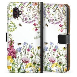DeinDesign Galaxy XCover 6 Pro Handy Klapph&uuml;lle Handyh&uuml;lle aus Kunst Leder schwarz Flip Case Meadow Nature Flowers Sideflip mit langer Lasche